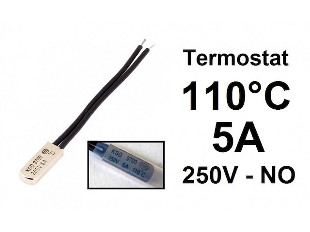 Termostat - 110°C - 5A - 250V - NO - bimetal