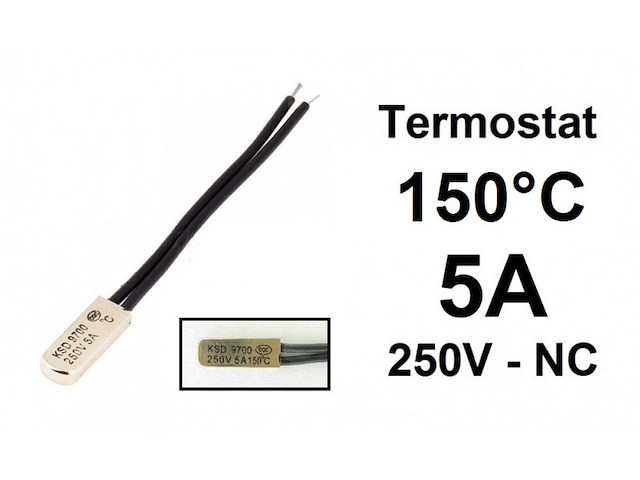 Termostat - 150°C - 5A - 250V - NC - bimetal