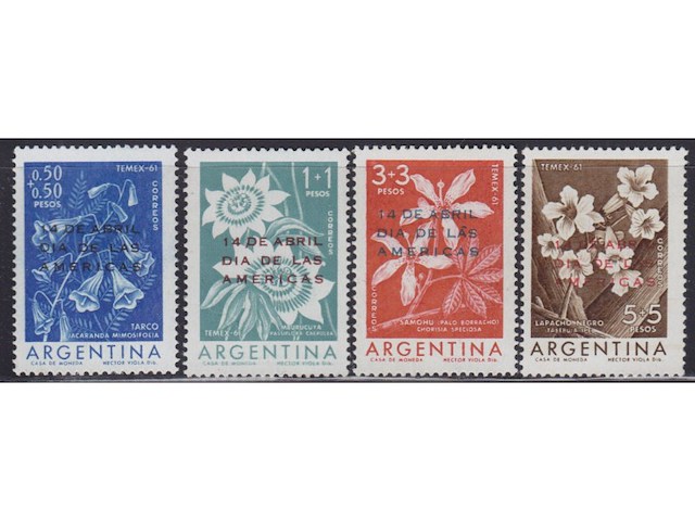 478. Argentina, 1961, Flora - Cveće, čisto (**)