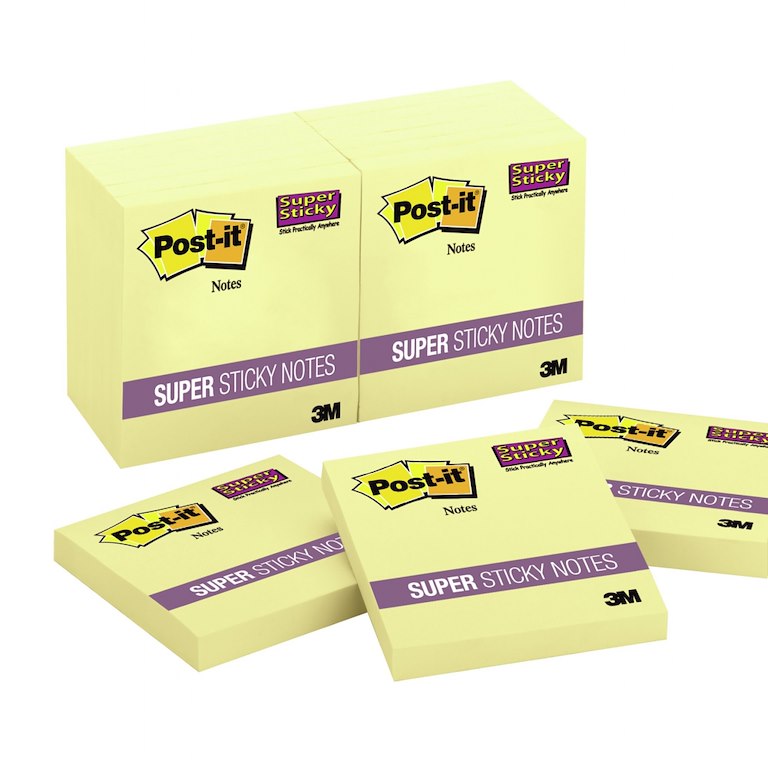 Post-it Super Sticky 76 x 76 mm, standard Å¾uta, 90L