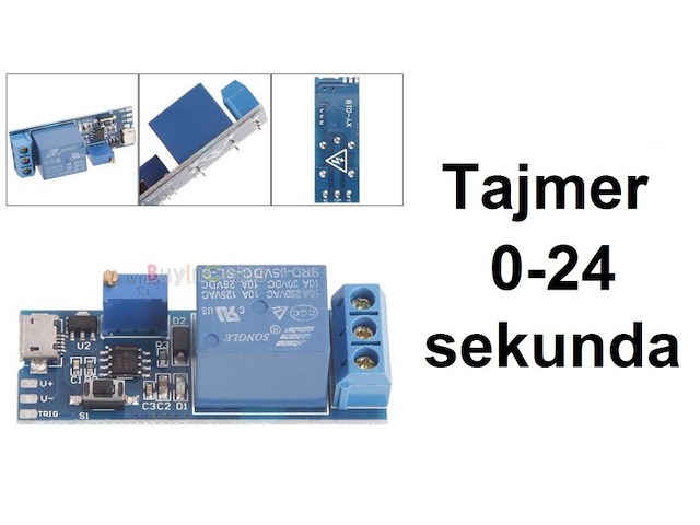 Vremenski rele - tajmer - 0-24 sekunda + USB