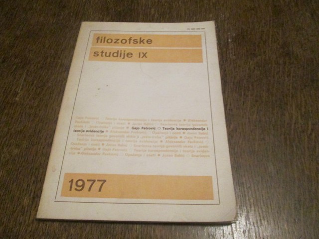 FILOZOFSKE STUDIJE IX, 1977