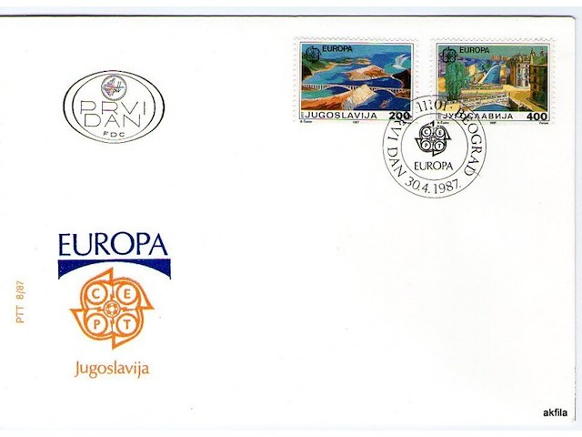 Jugoslavija, 1987, Evropa CEPT, FDC