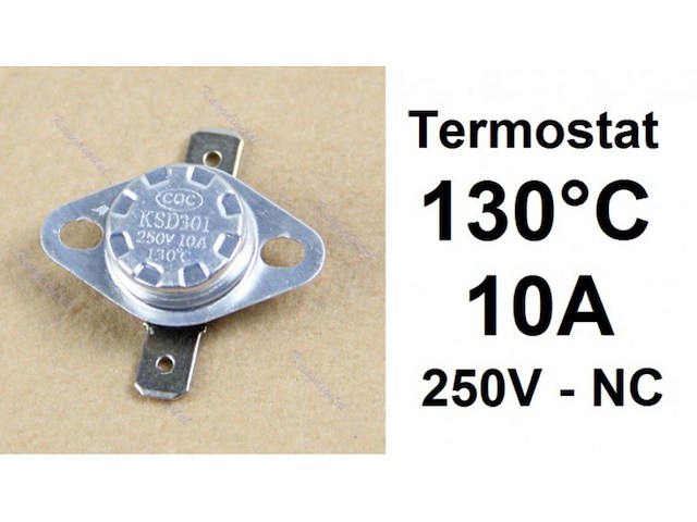 Termostat - 130°C - 10A - 250V - NC