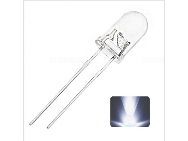 Led diode 5mm Bela 6500K (100 komada)