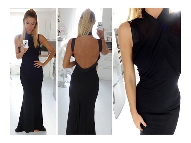 67)     Crna duga elegantna haljina  ( VISE BOJA )