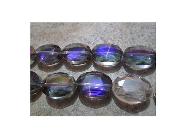 Kristal 12x9x6mm oval ljubičasto plavo providni