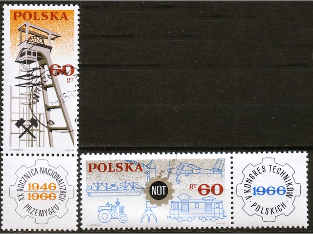 kt236a,  10. feb.1966.  Polska  Mi1653-4 -o- 2/2